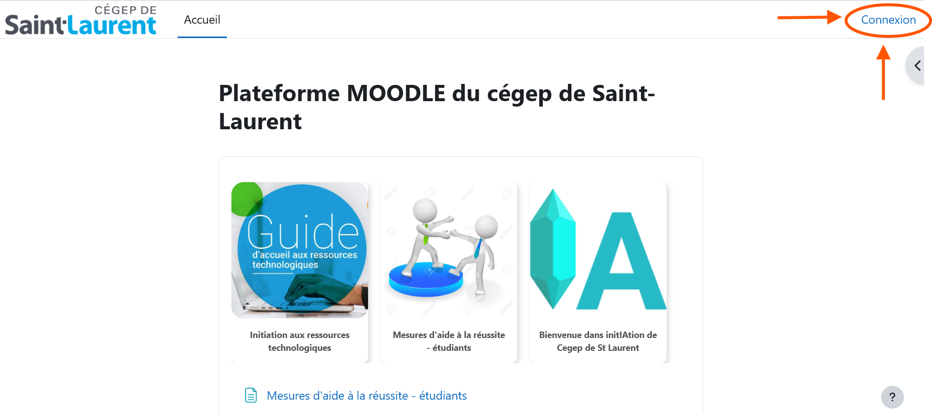 Guide techno: Accéder à Moodle | Cégep de Saint-Laurent - Moodle
